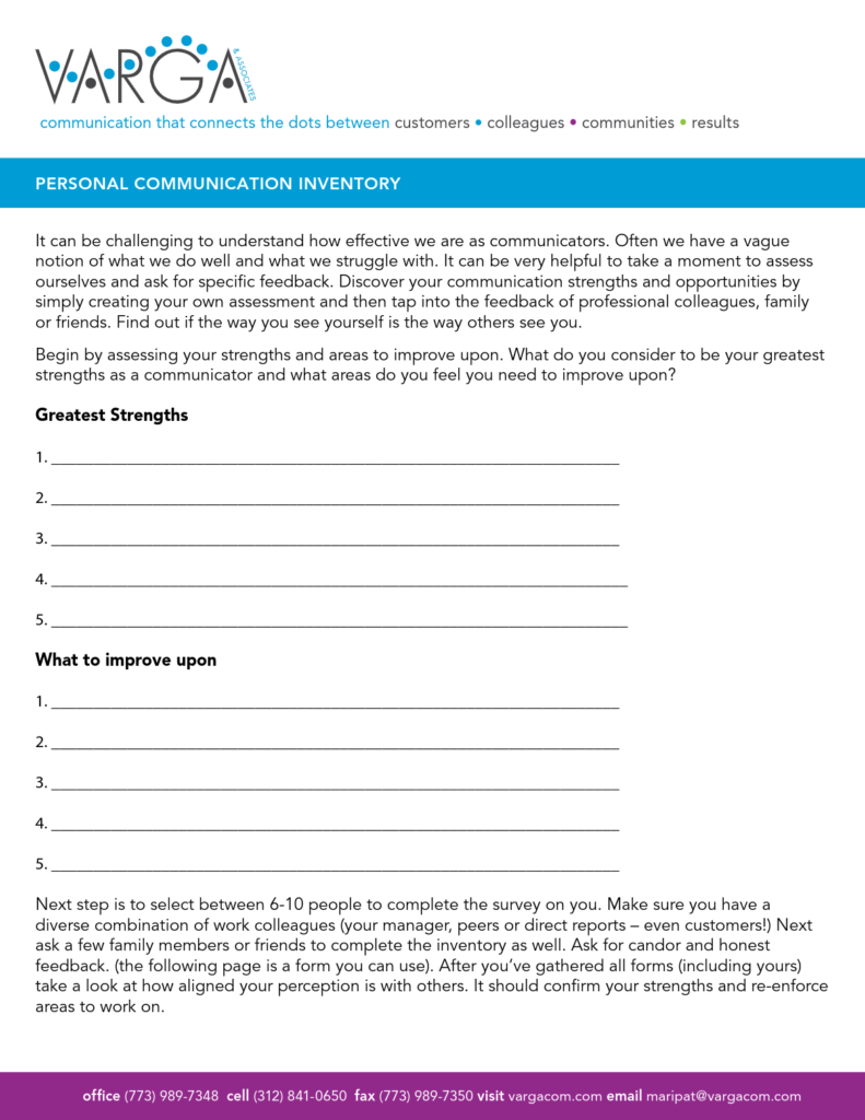 Personal Communication Inventory | Varga & Associates